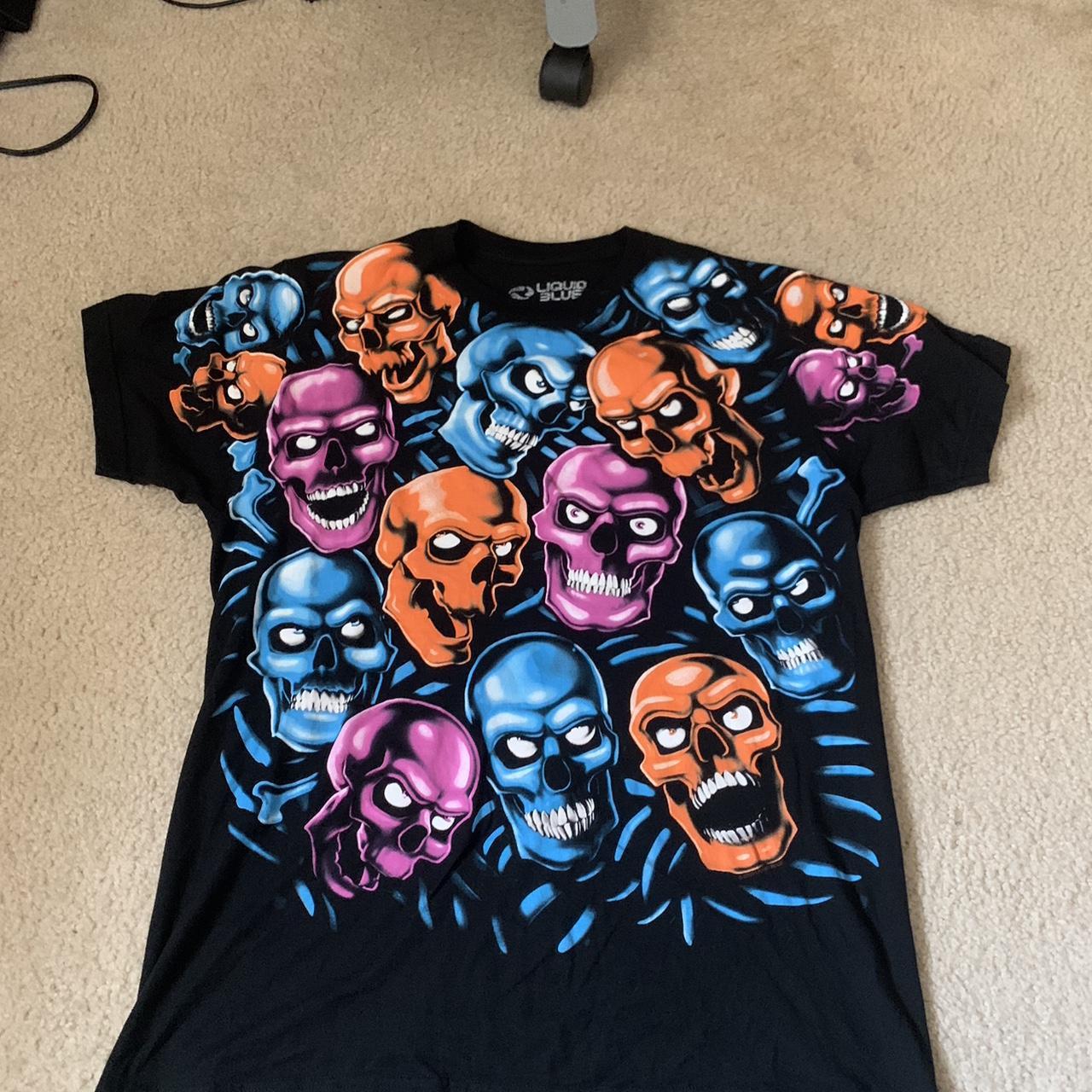 Liquid Blue Multi-Colored Skull Stack... - Depop