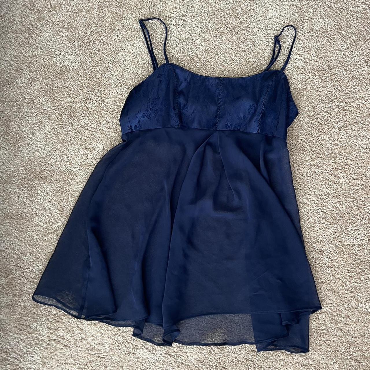 Adorable blue Victoria secret slip with floral detail - Depop