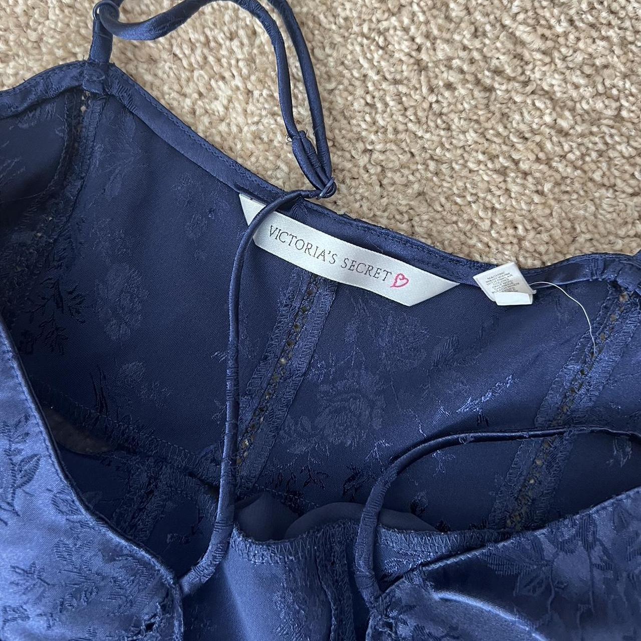 Adorable blue Victoria secret slip with floral detail - Depop