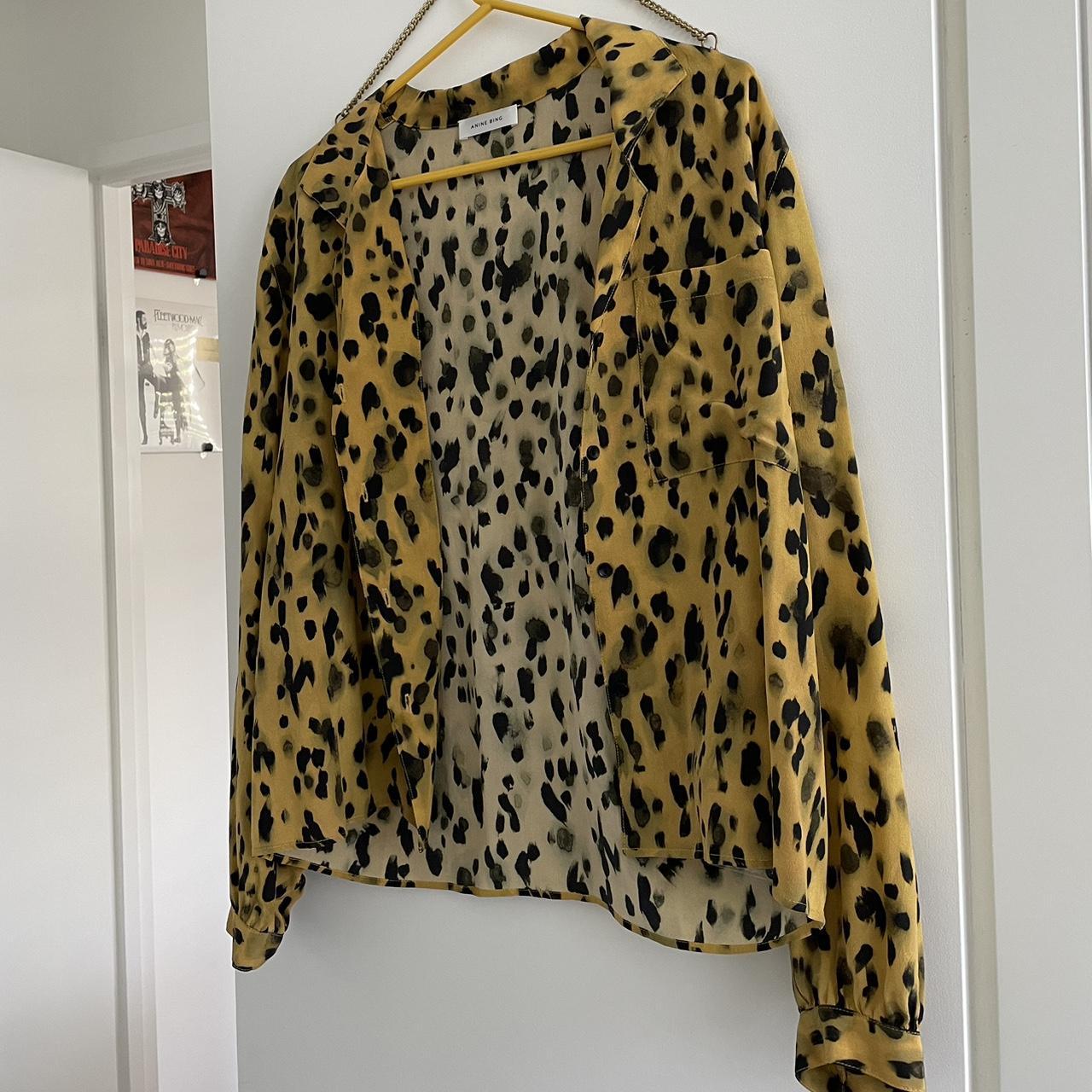 Anine Bing Yellow Leopard Print Silk Shirt Never... - Depop