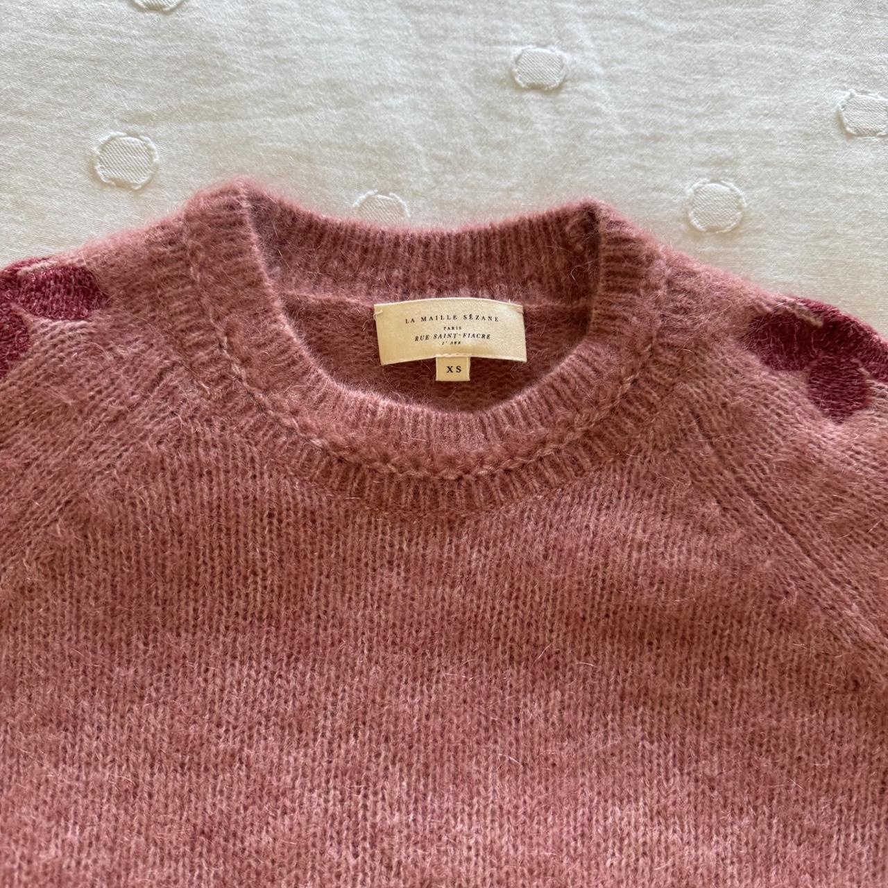 sézane pink floral sweater only been worn few... | Depop
