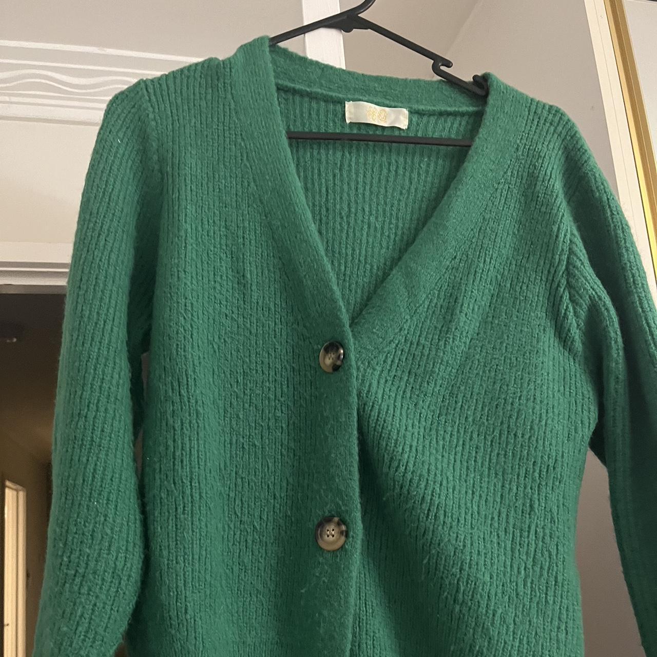 Green button up cardigan #cardigans - Depop