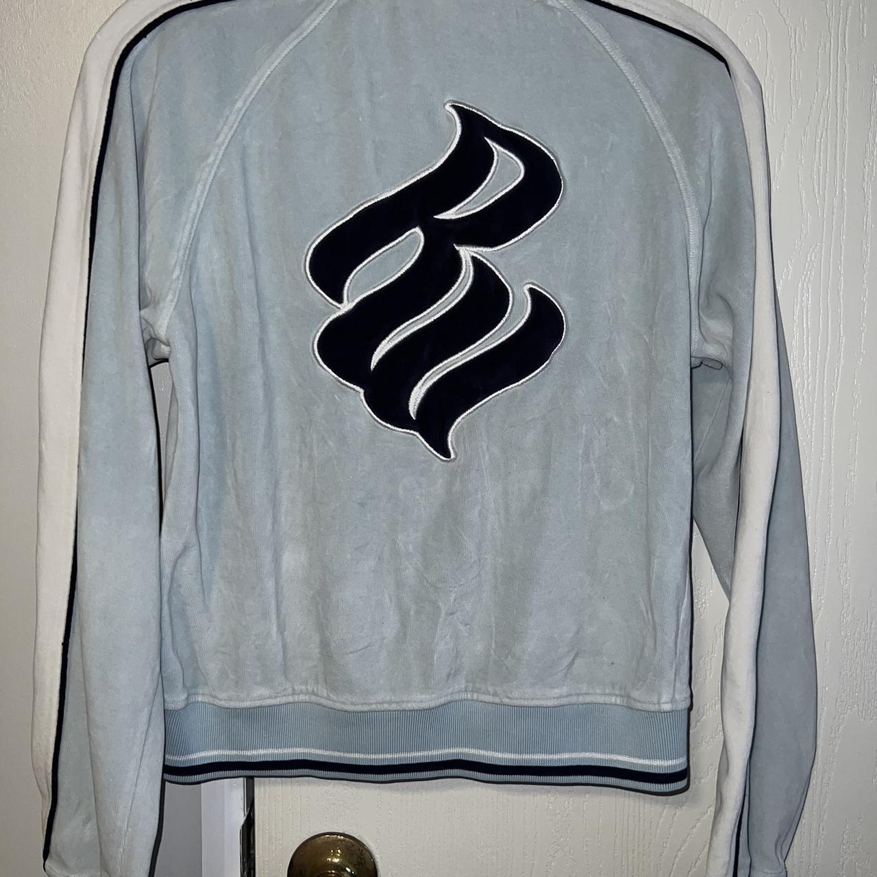 RocaWear Baby Blue Velour Track Suit Jacket with... - Depop