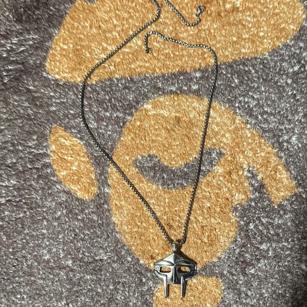 Silver MF Doom Chain, y2k 2000s, super cool design... - Depop