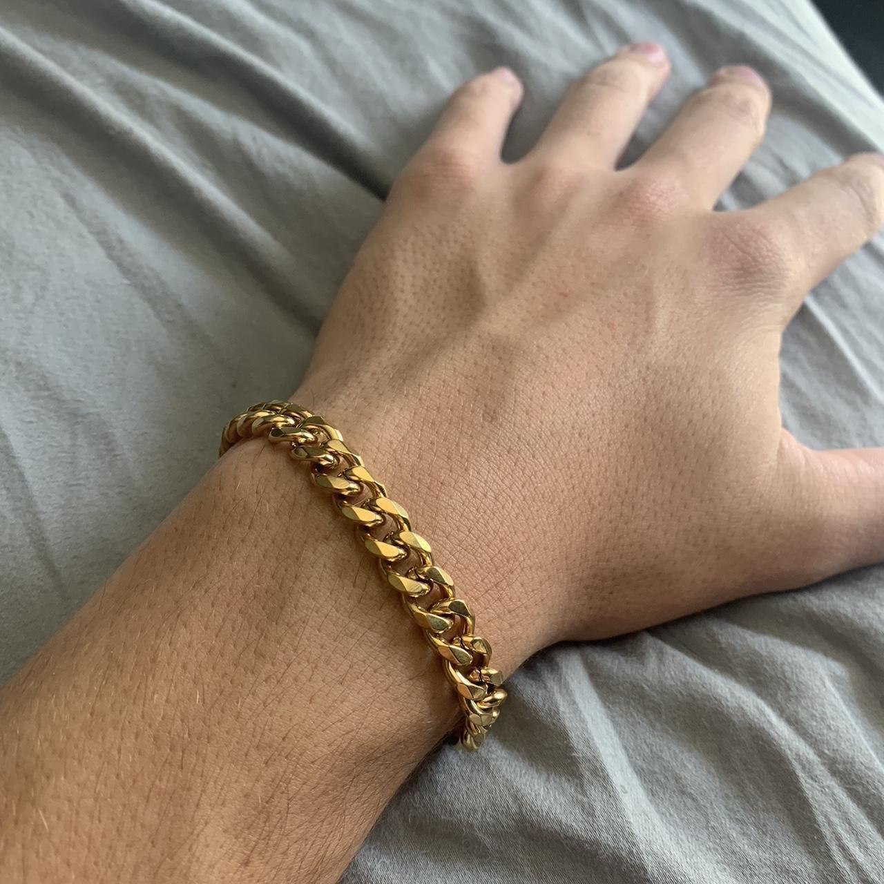 Sick gold cuban link 9mm chain bracelet 7 inches... | Depop