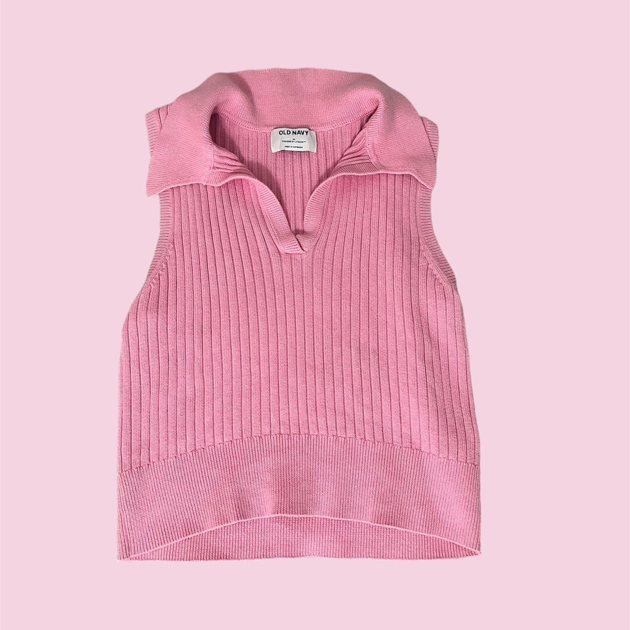 Knit Gap Pink Collared Tank with two stains size... - Depop