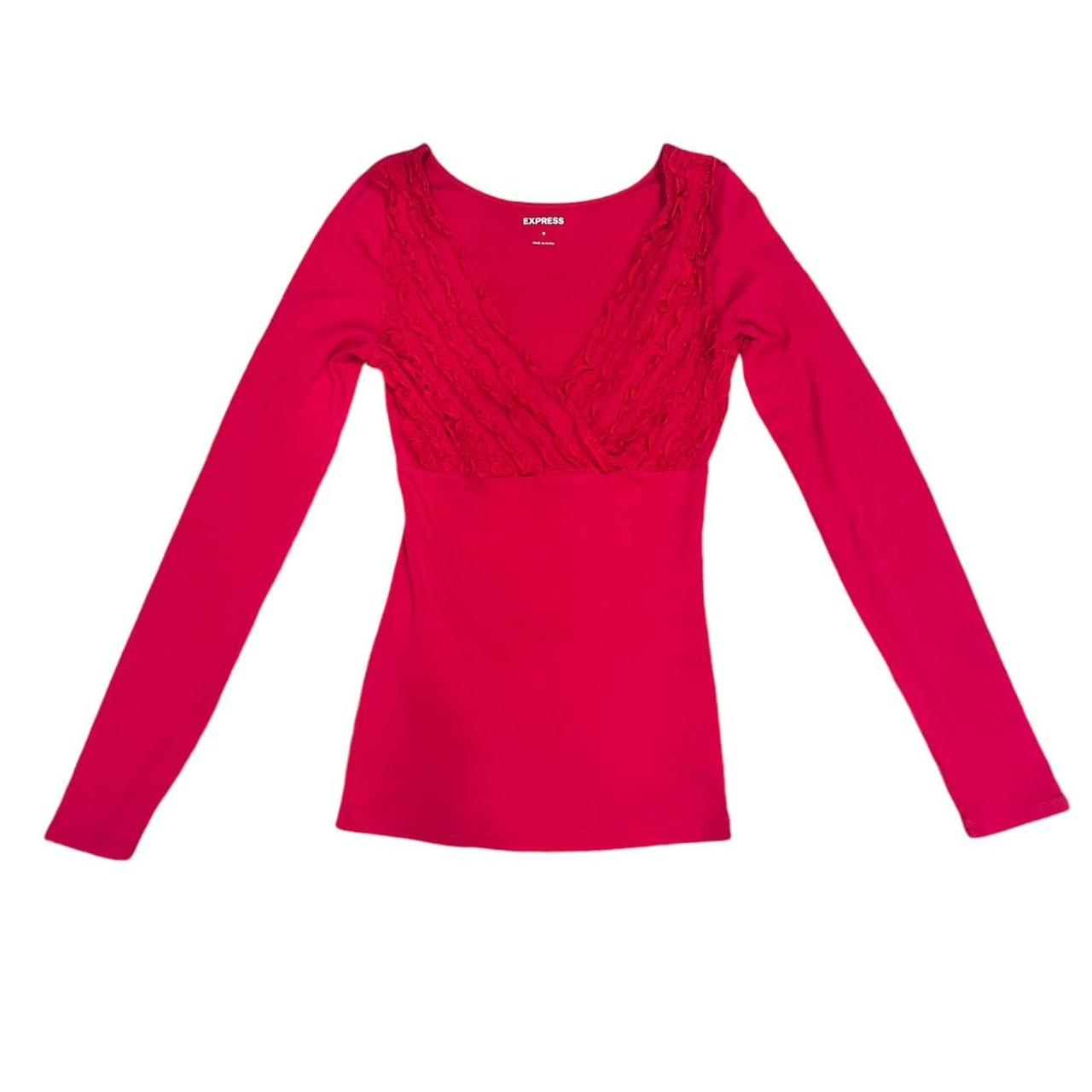 Pink Express Babydoll Long Sleeve Top size small... - Depop