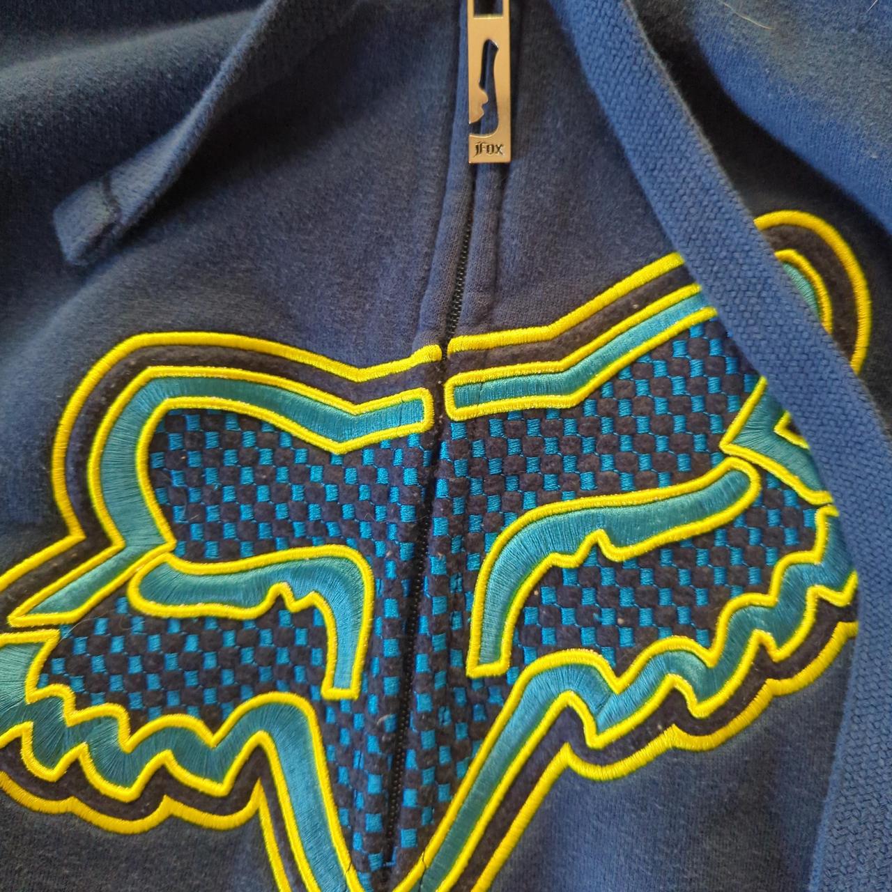 Blue and green fox racing zip up - Depop