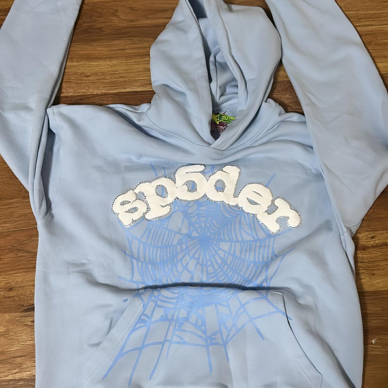 Sp5der hoodie Baby blue color wave - Depop