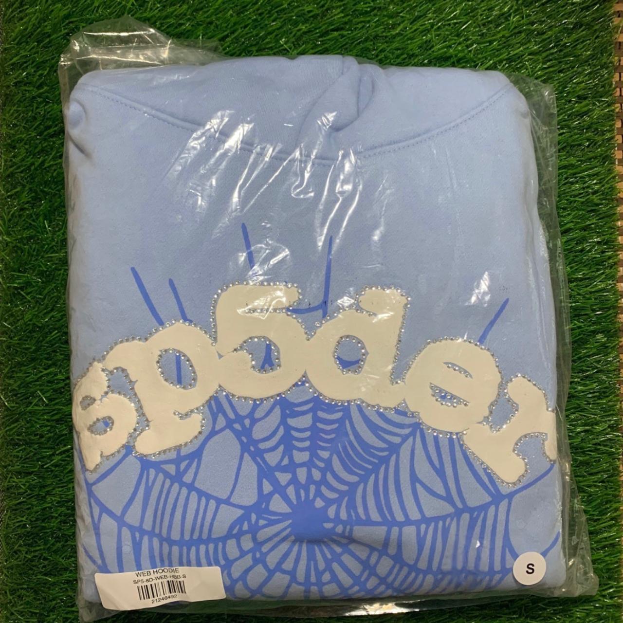 Sp5der hoodie Baby blue color wave - Depop