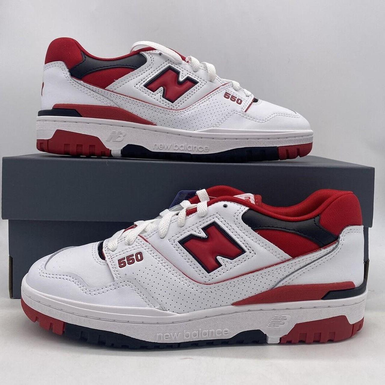 New Balance 550 White Red Black We are shipping now... - Depop