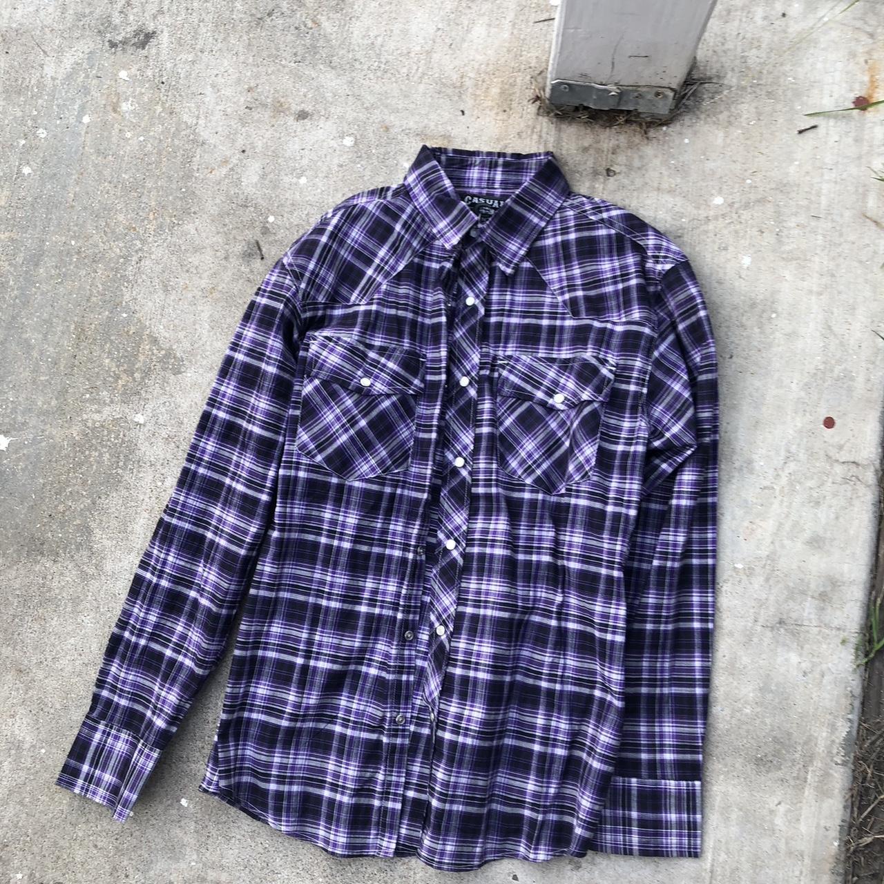 Medium purple casual country flannel - Depop