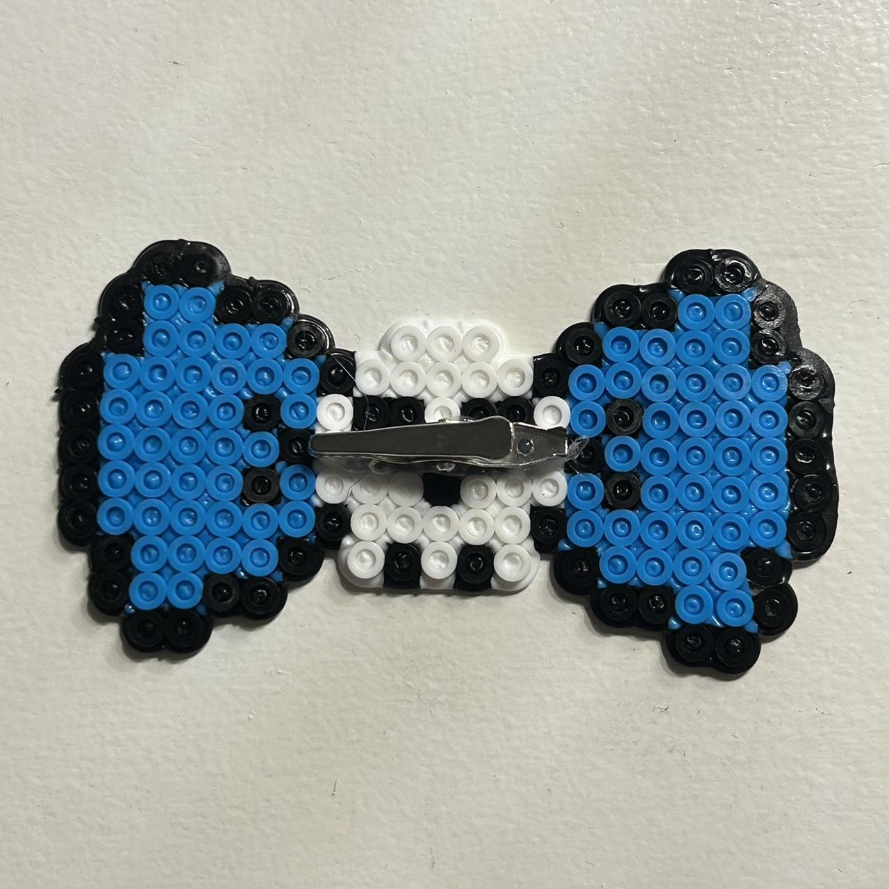 wearable blue and black skull perler scene bow kandi... - Depop