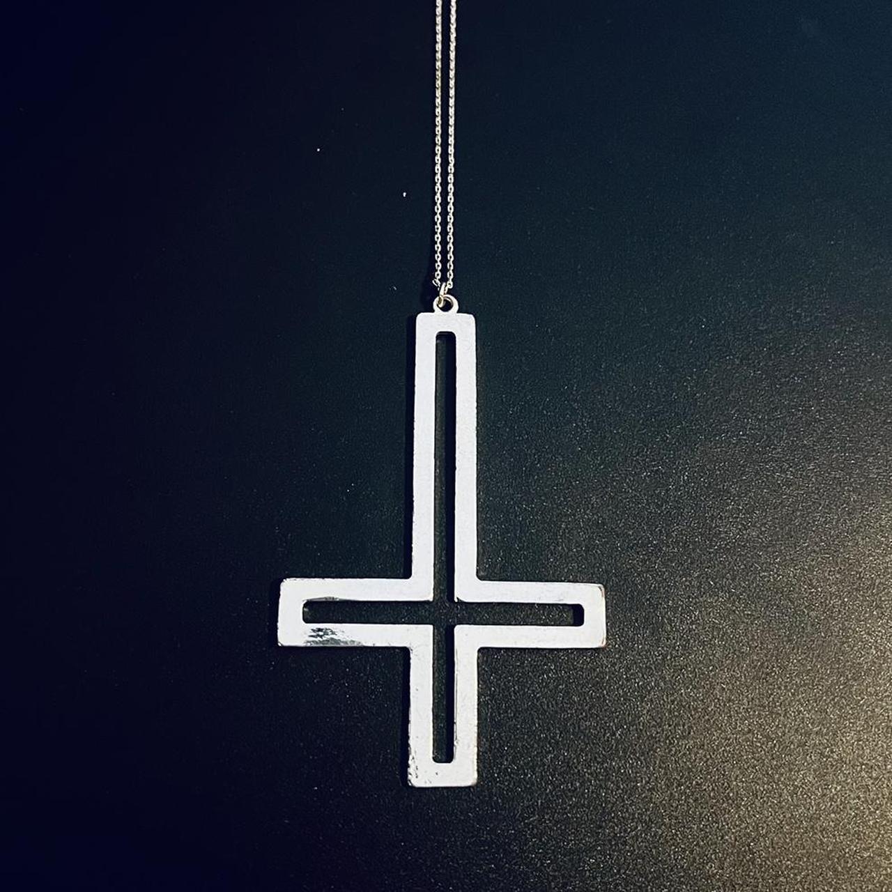 Upside down cross necklace Long chain Alloy - Depop