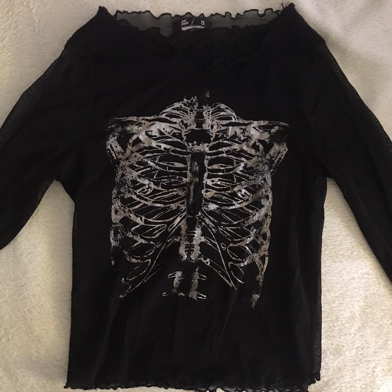 Gothic skeleton, Black long sleeve top #goth... - Depop