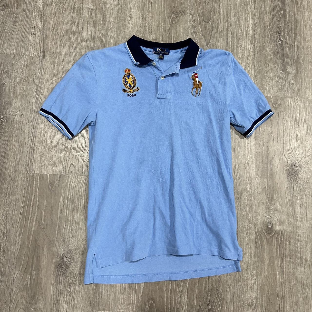 Y2K Polo Ralph Lauren baby blue polo shirt Size... - Depop