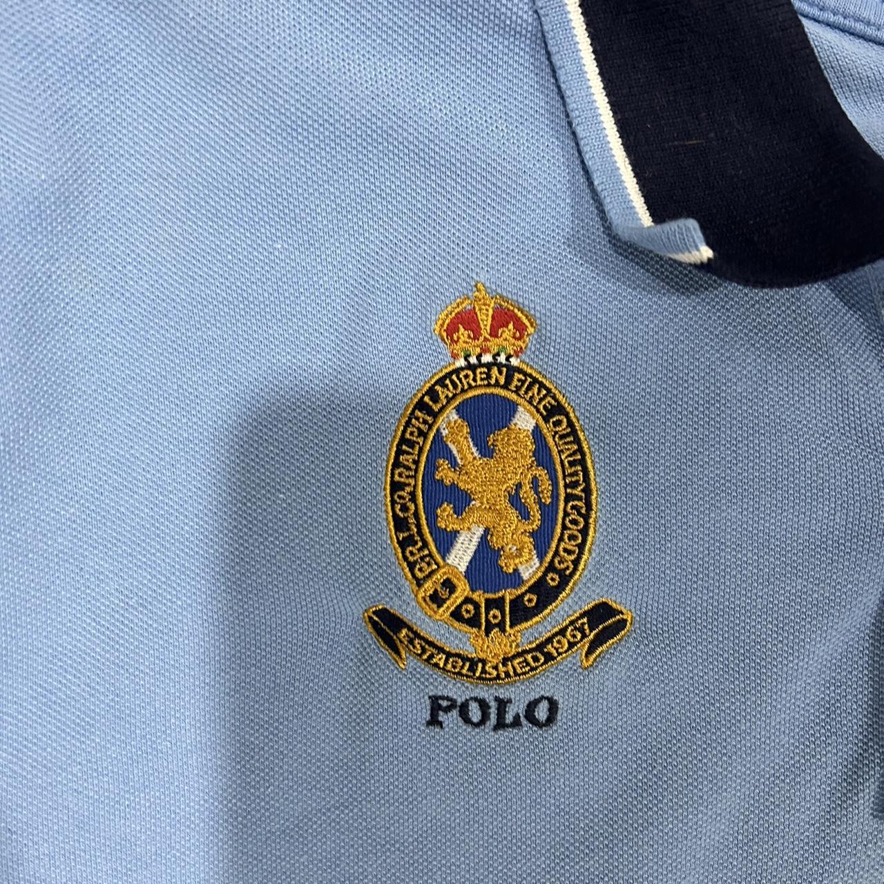 Y2K Polo Ralph Lauren baby blue polo shirt Size... - Depop