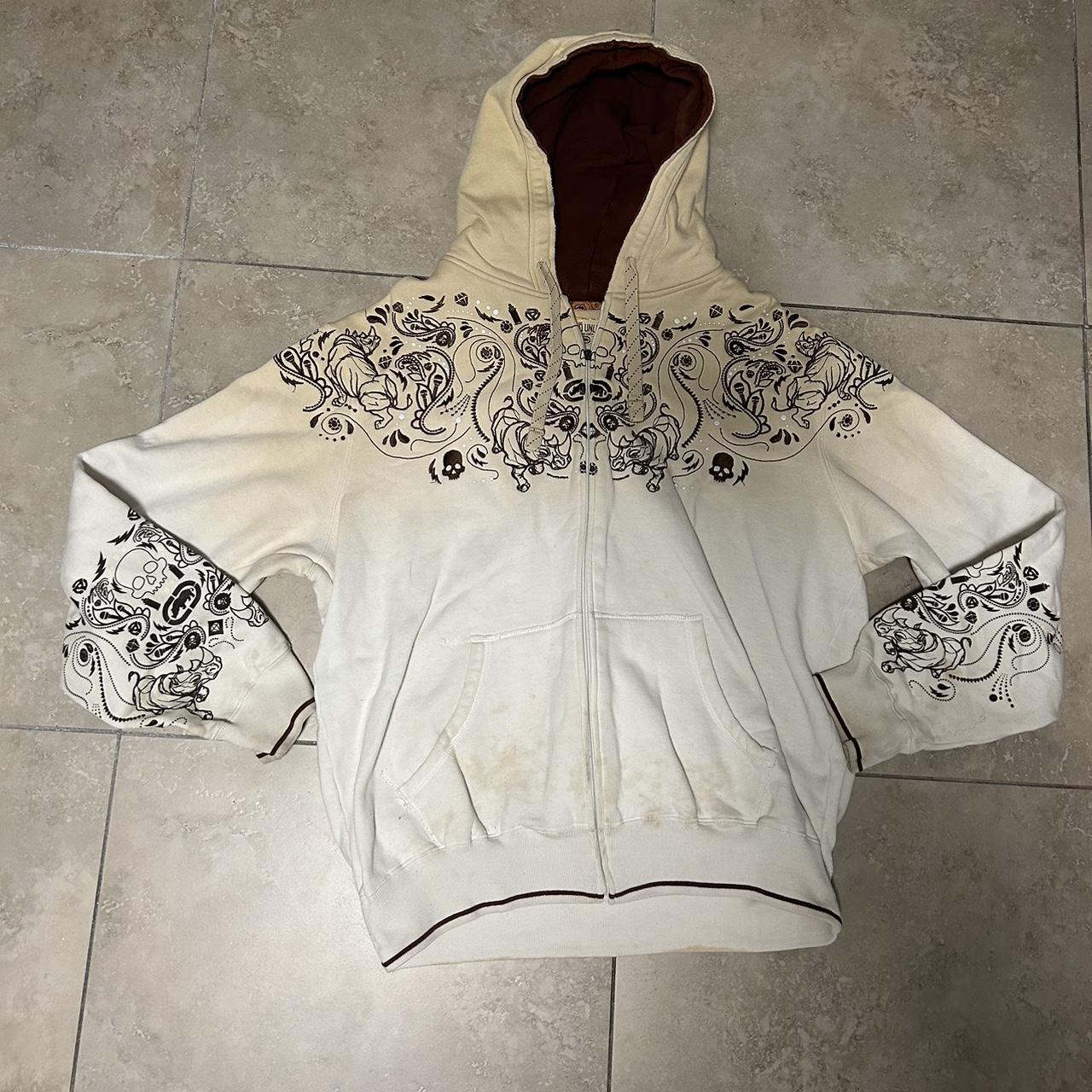 Ecko Unltd. embroidered skull zip up hoodie #punk... | Depop