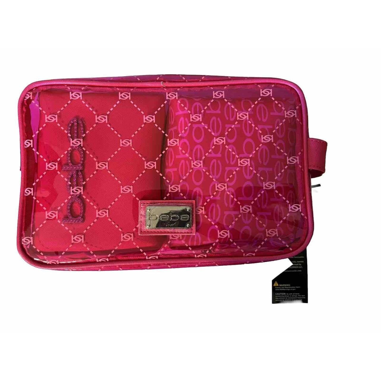 NWT BEBE AUTHENTIC PINK TRAVEL COSMETIC BAG WITH 2... - Depop