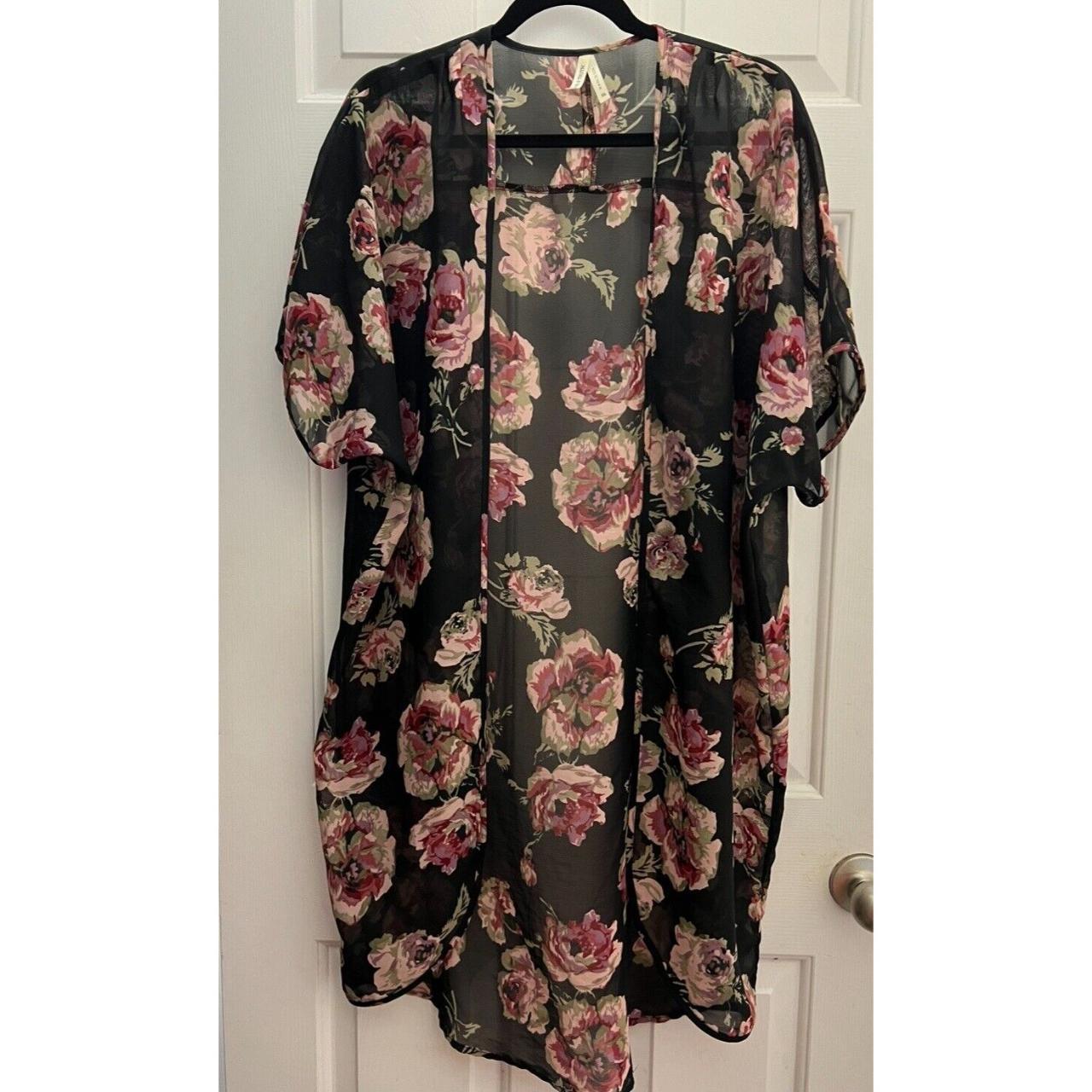 The Live 4 Truth Boho Long Sheer Floral Black Kimono... - Depop
