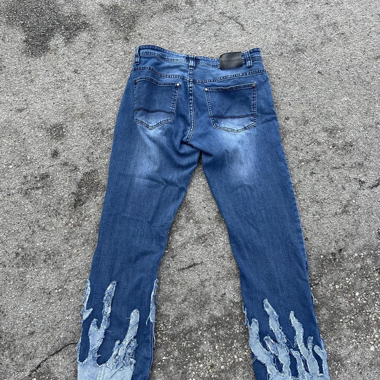 Denim flame pants •handmade Fully denim flames... - Depop