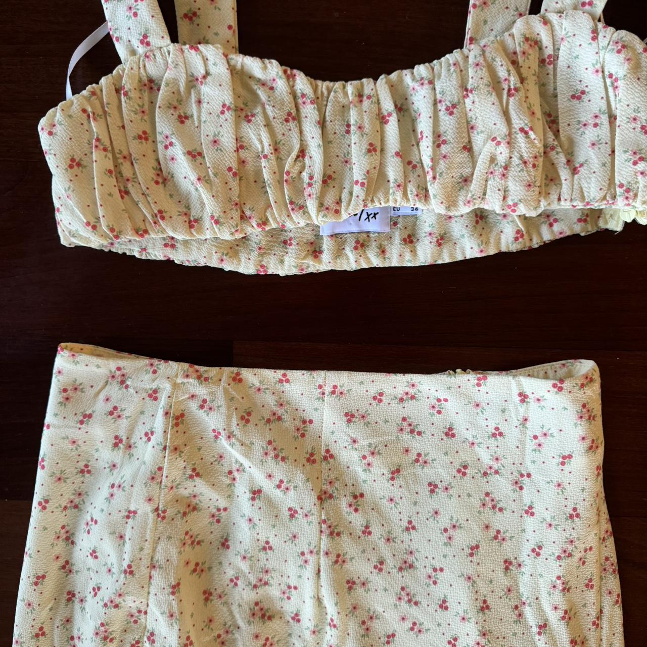 Princess Polly set long floral skirt & mini bra top... - Depop