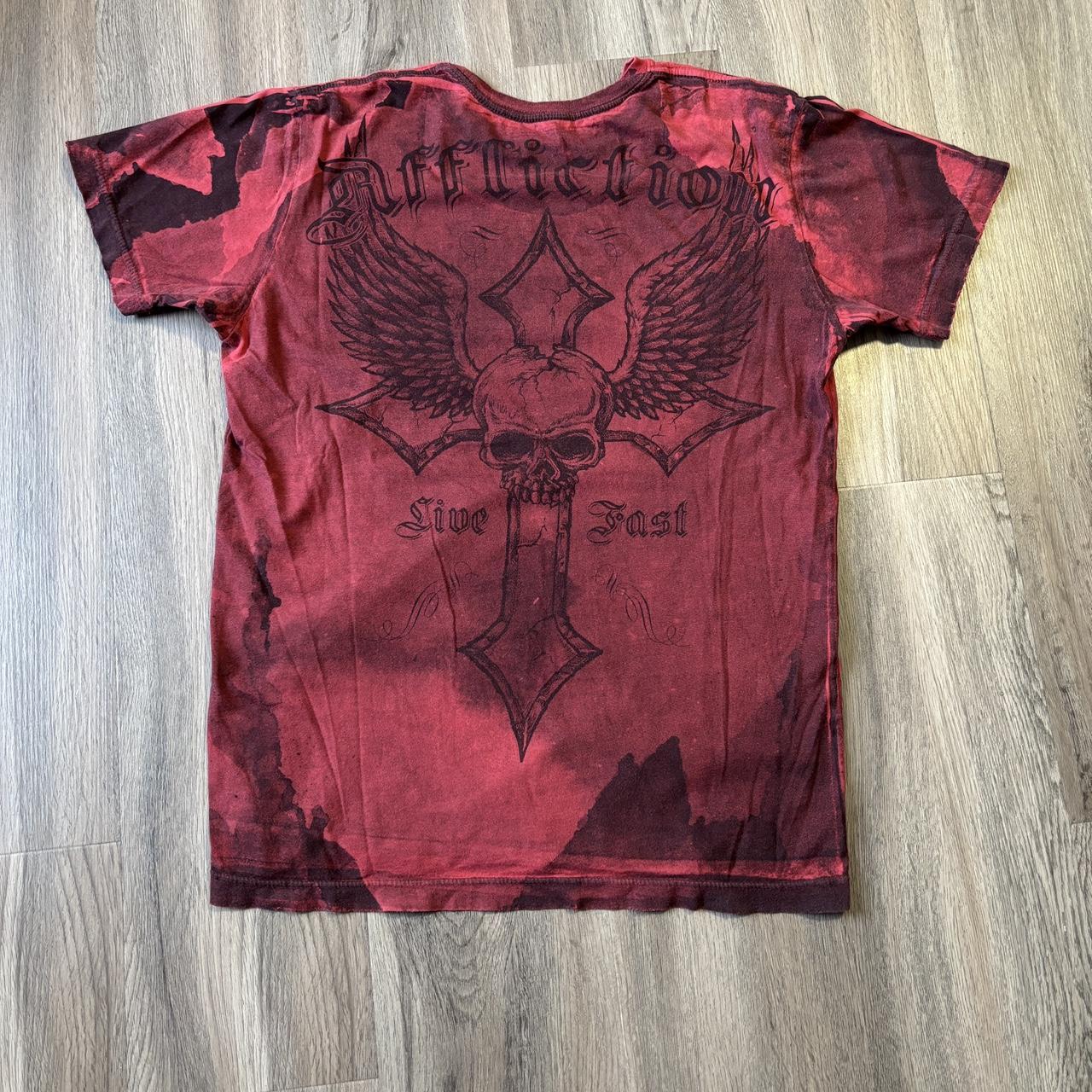 Red Affliction skull cross shirt Sz M This item... | Depop