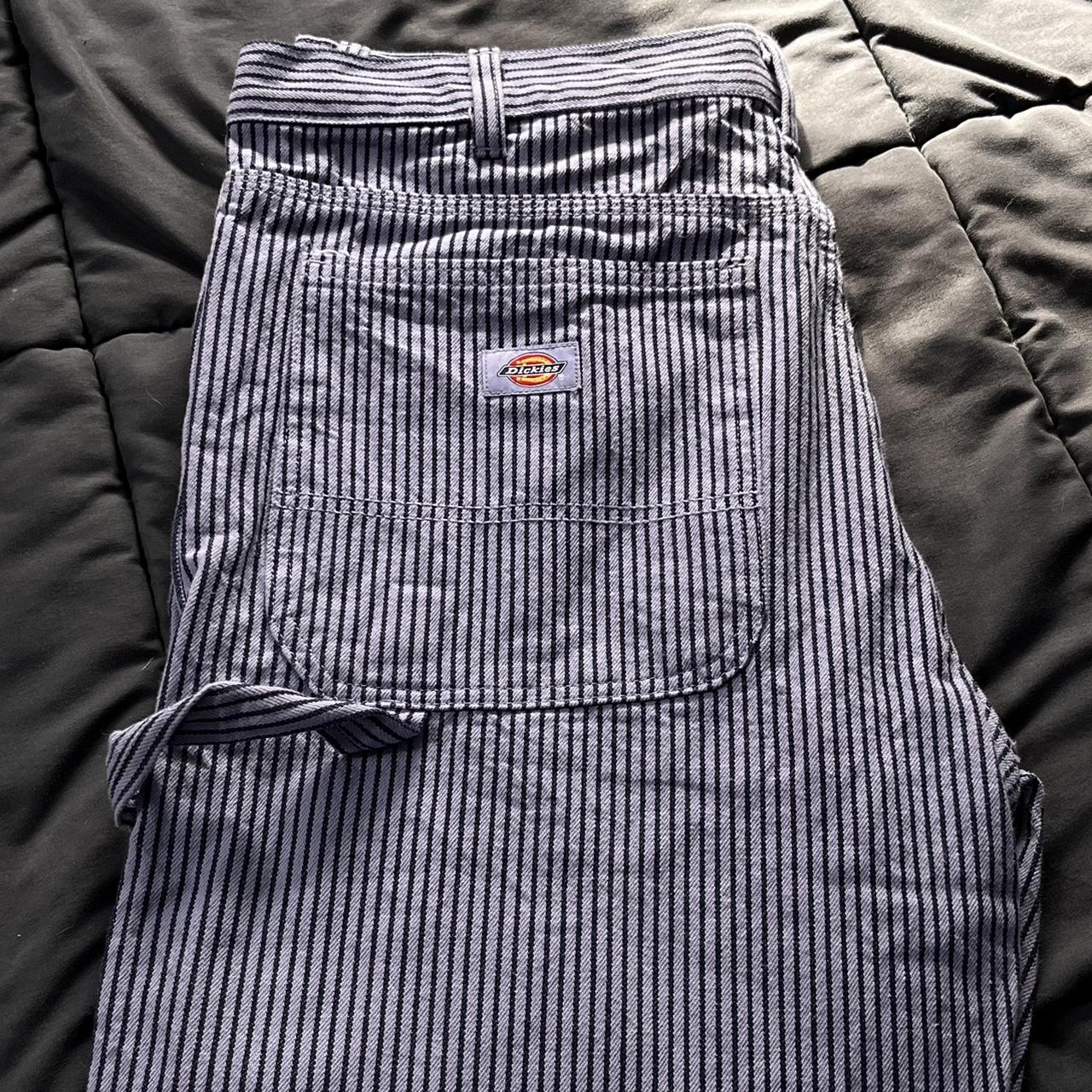 Striped Dickies Chef pants Size 36x32 Blue on blue... - Depop