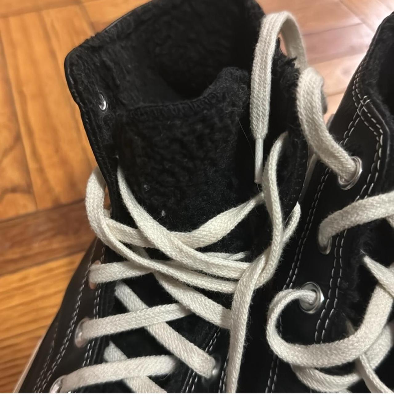 Converse high tops Leather Black Fleece inside... - Depop