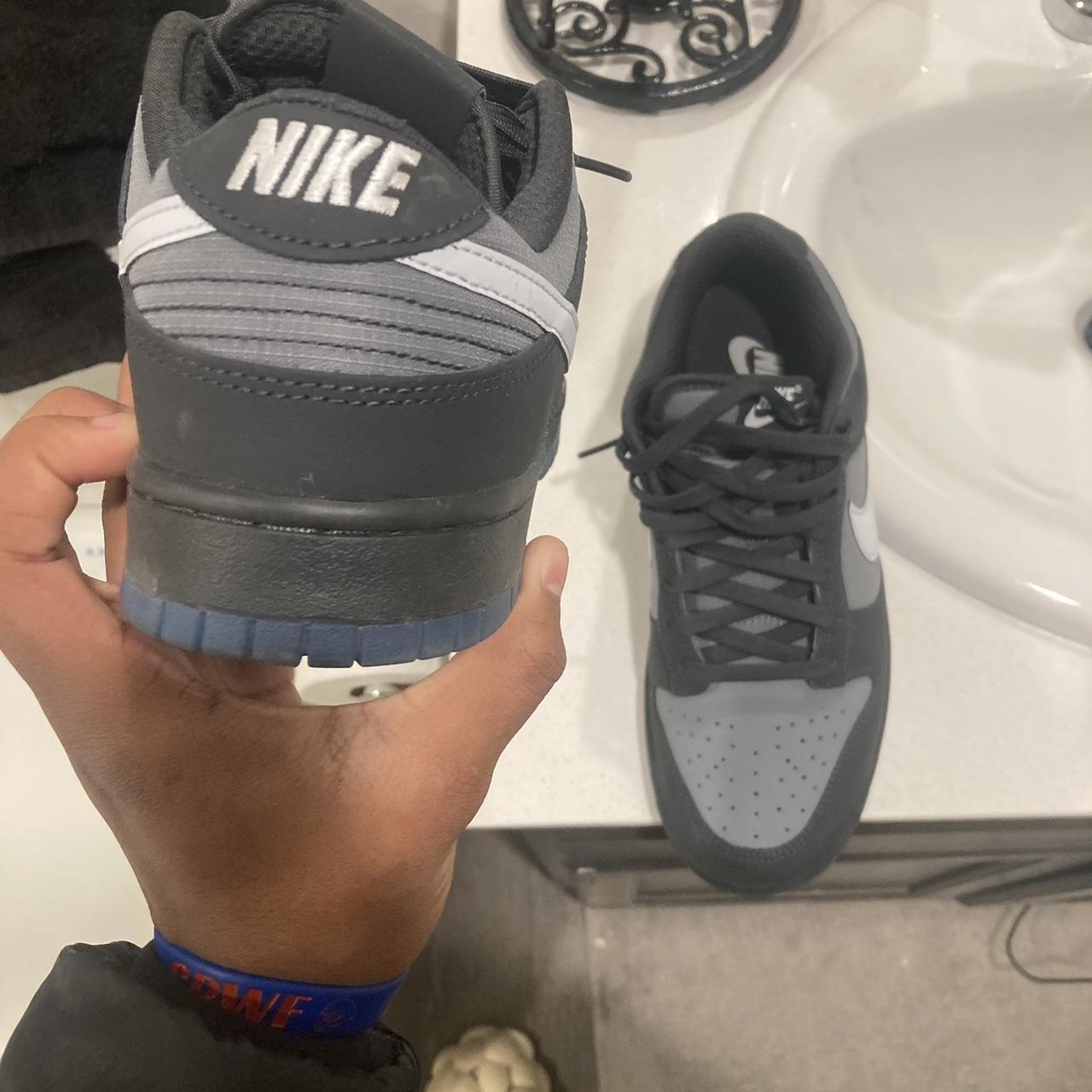 grey and blue dunks box and authentication ticket... - Depop