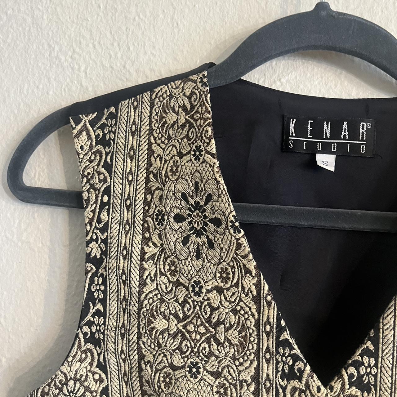 Kenar Studio black and cream embroidered vest top | Depop