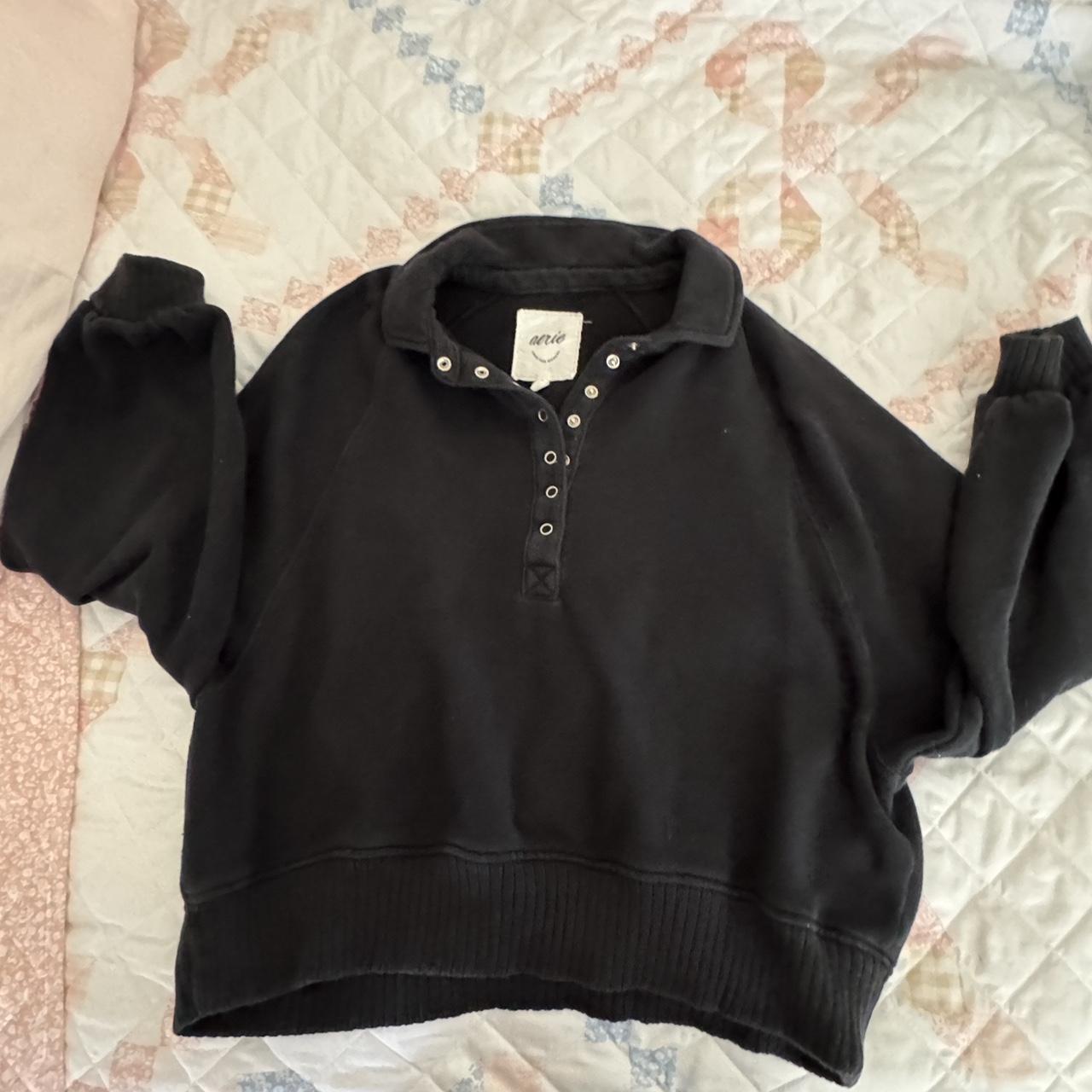 Aerie black quarter button up #aerie #quarter... | Depop
