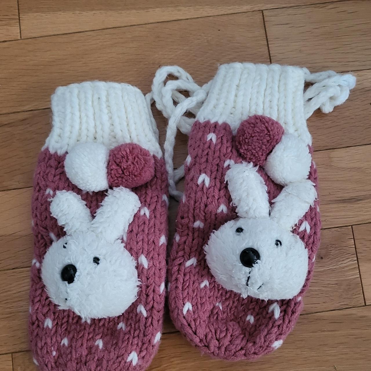 Cute Bunny Pink Mittens - Depop