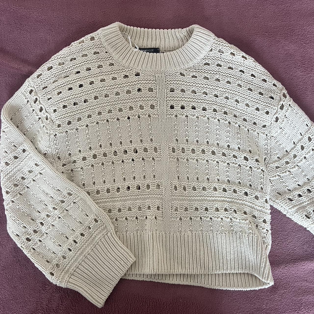 Cream crochet jumper Gina tricot Size medium... - Depop