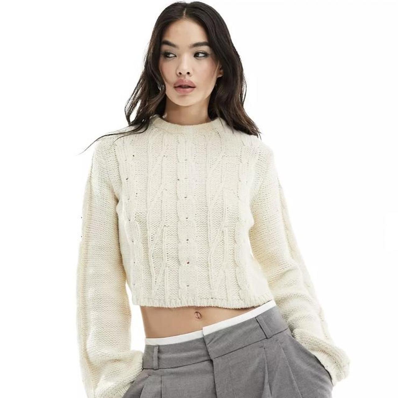 Glassons White Jumper | Cable Knit Cropped Jumper |... - Depop