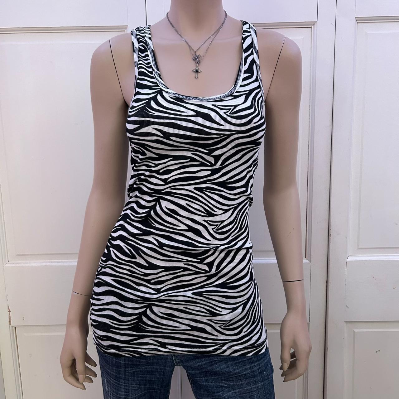 Mcbling Zebra Print Racerback Tank Top All orders... - Depop