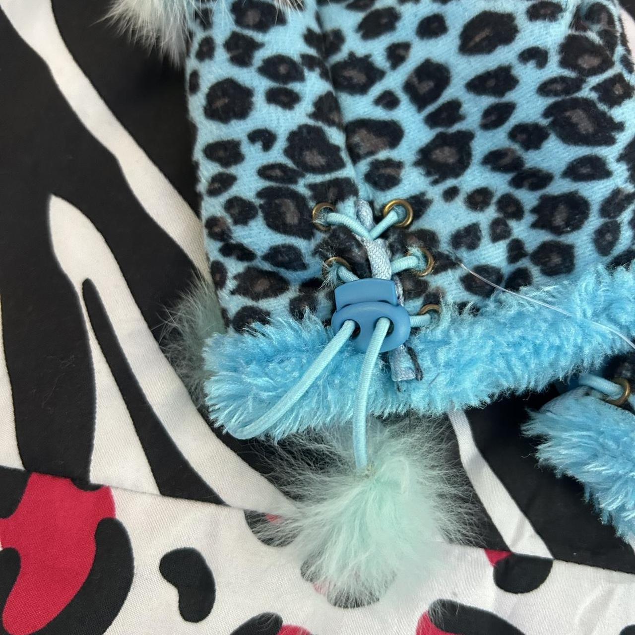 Scene Leopard Print Faux Fur Fingerless Gloves All... | Depop