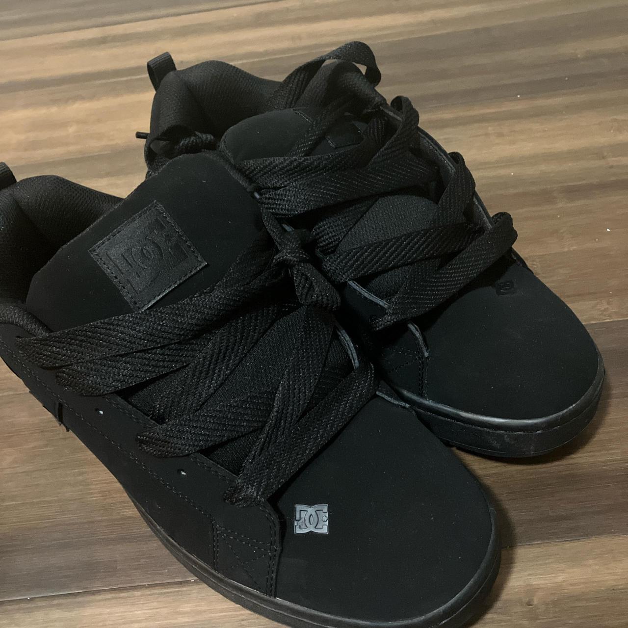 All Black DC shoes SIZE 12 MEN I wore these shoes 2... - Depop