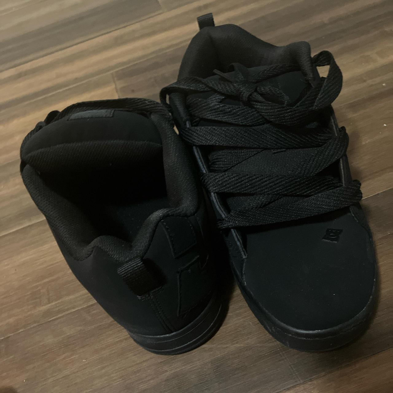 All Black DC shoes SIZE 12 MEN I wore these shoes 2... - Depop