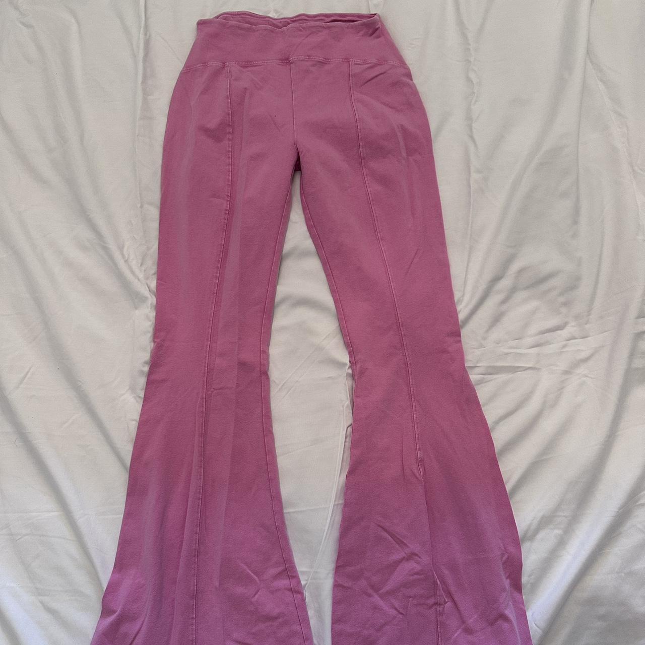 Medium Retro Pink Flare Pants Urban Outfitters -... - Depop