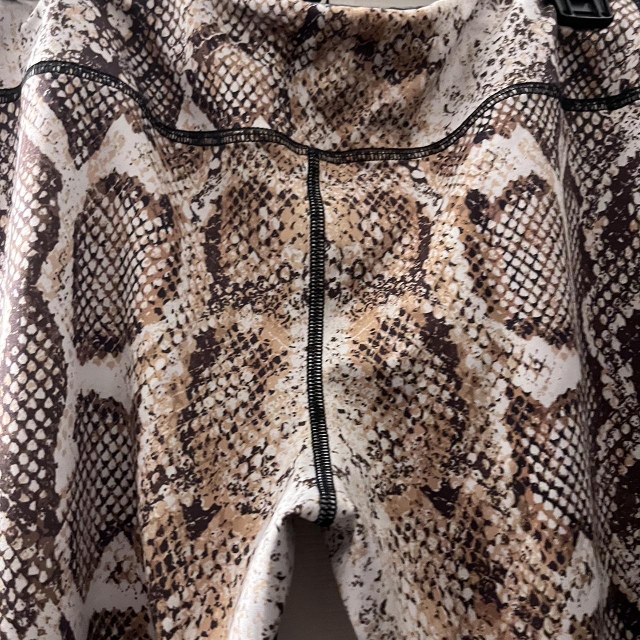 Snake skin print spandex pants - Depop