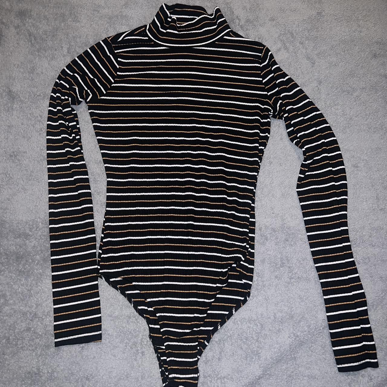 Long sleeve, turtle neck body suit black white and... - Depop