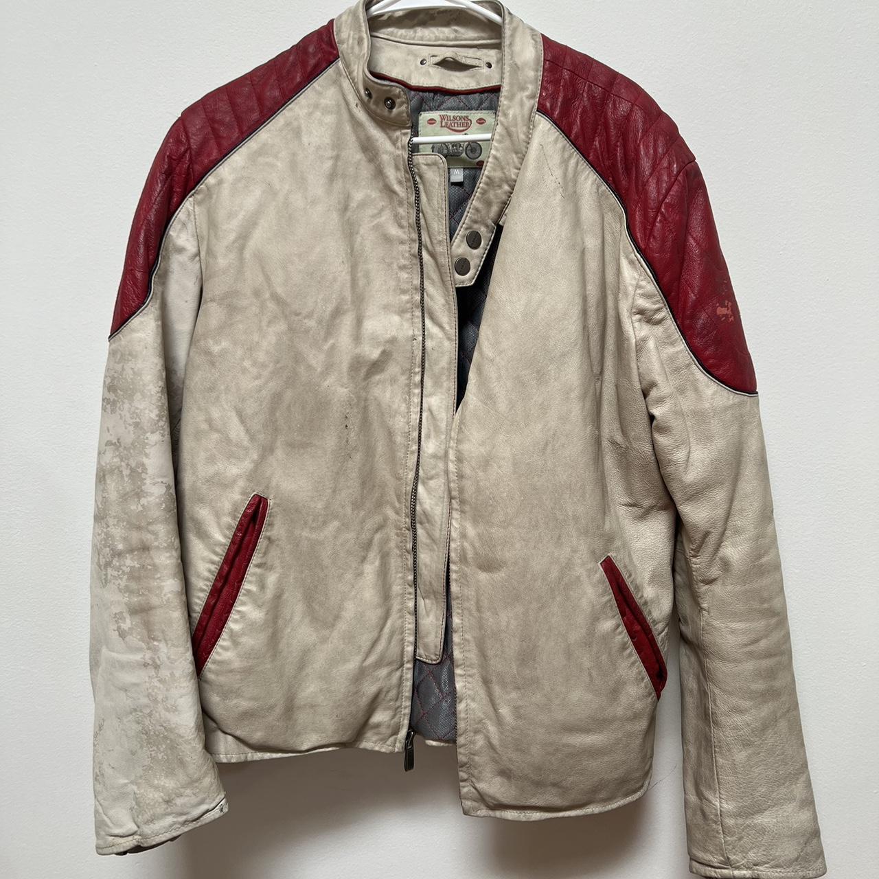 very worn motorcycle jacket, it is not dirty just... - Depop