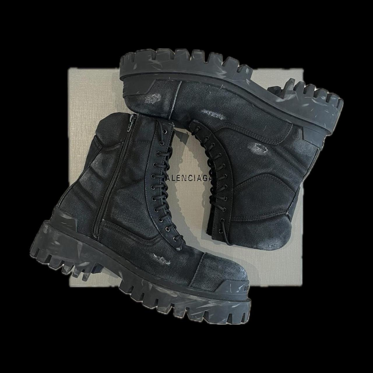 Balenciaga strike boots distressed canvas Fits... - Depop