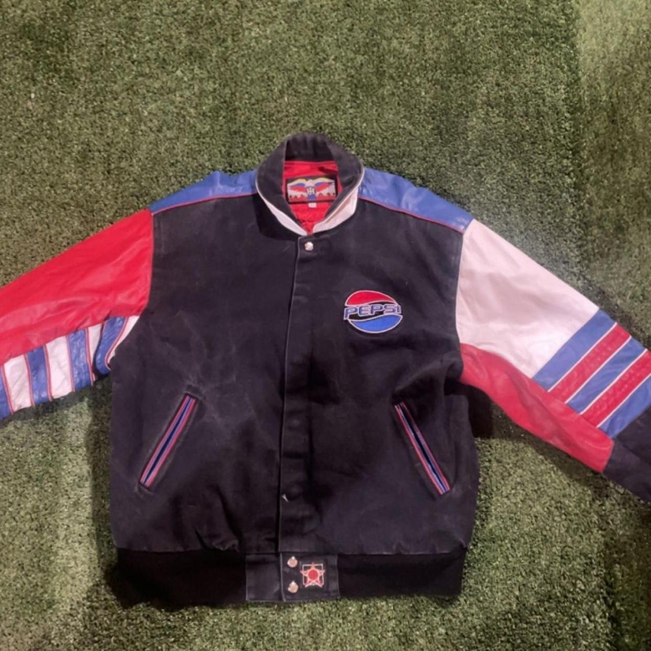 Men’s XL 1990 leather Pepsi jacket #vintage... - Depop