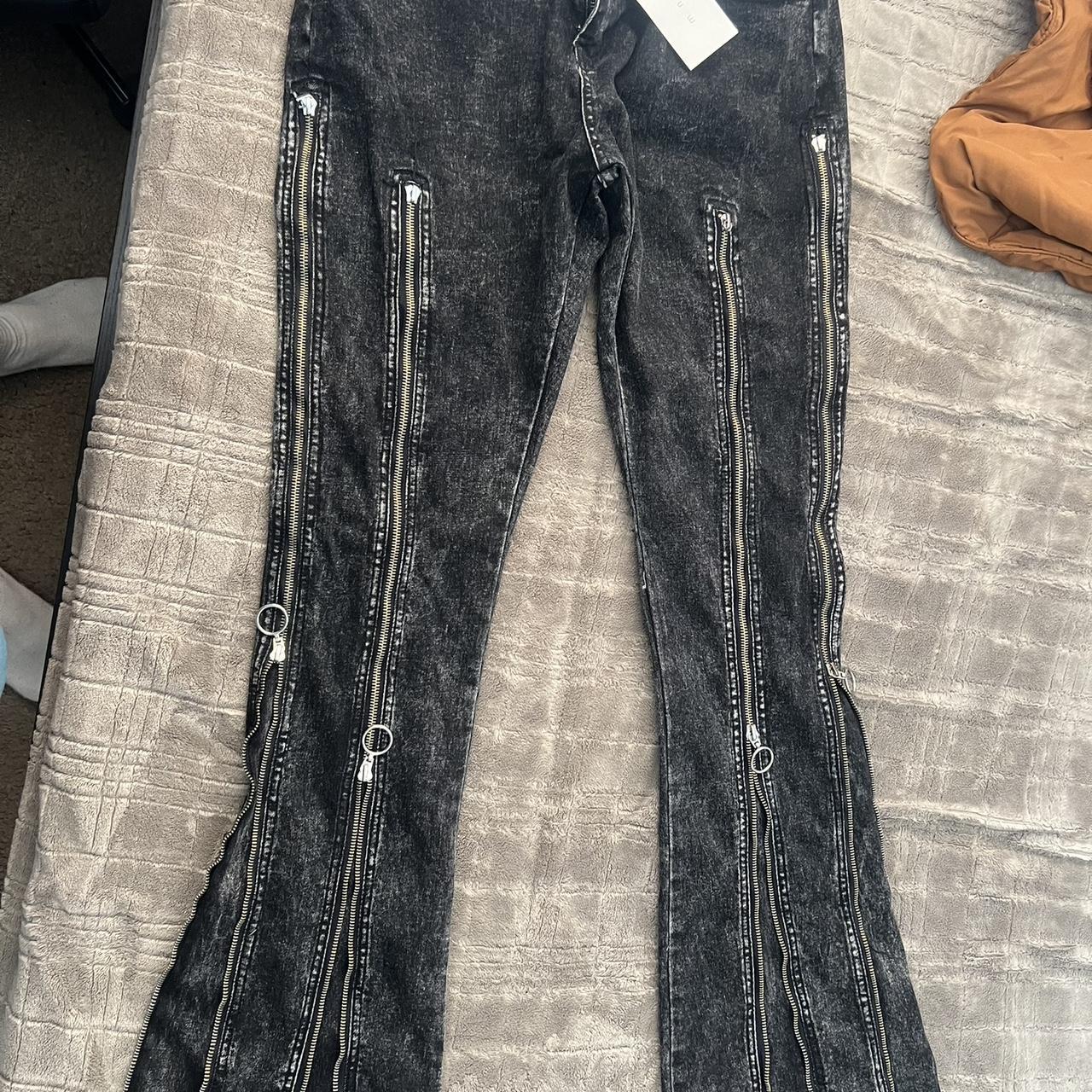 Mnml flare jeans with zipper size 29 - Depop