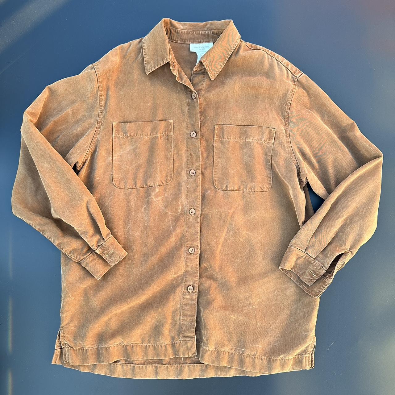 Women’s suede blouse size medium with natural... - Depop