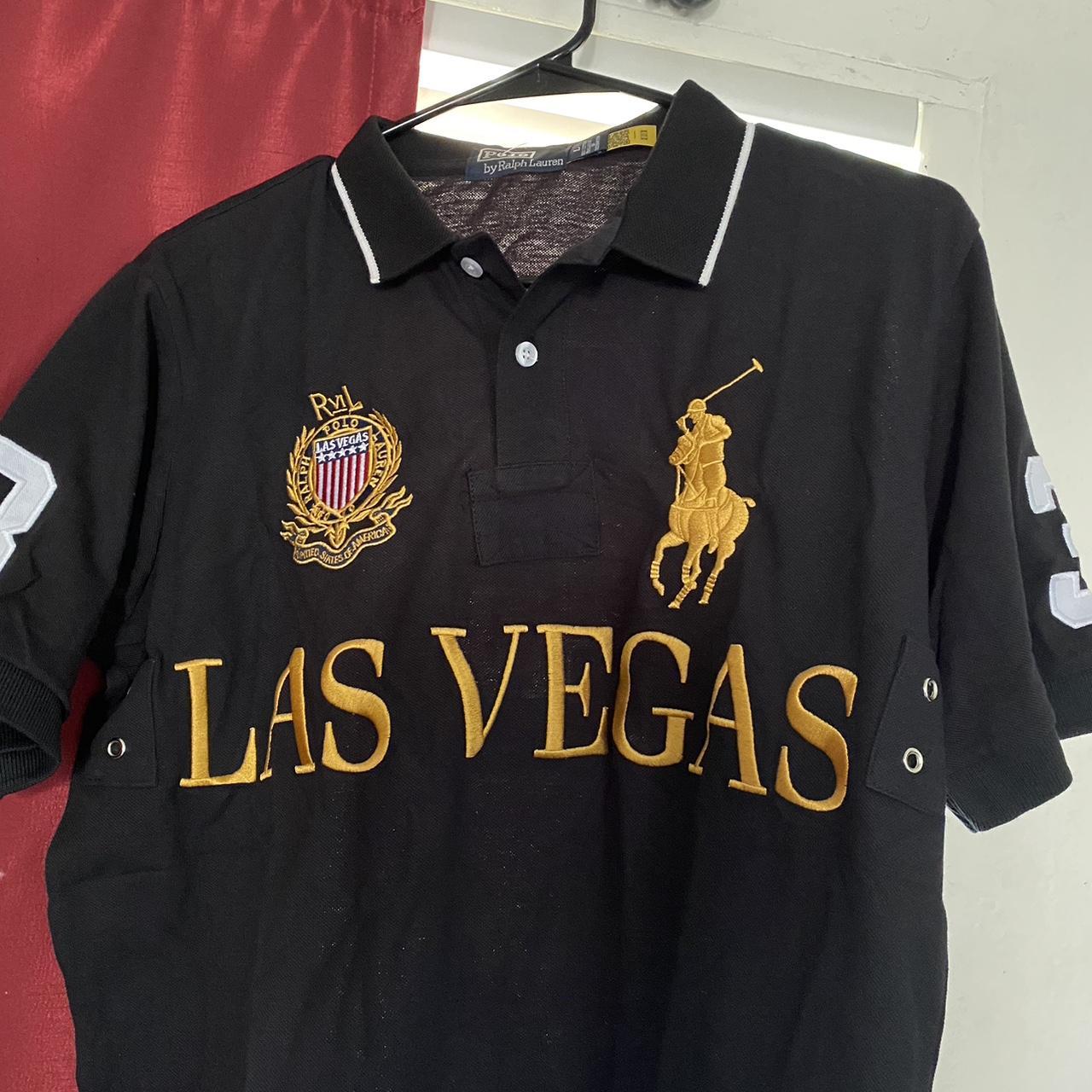 Polo Ralph Lauren black and gold polo shirt LAS... - Depop