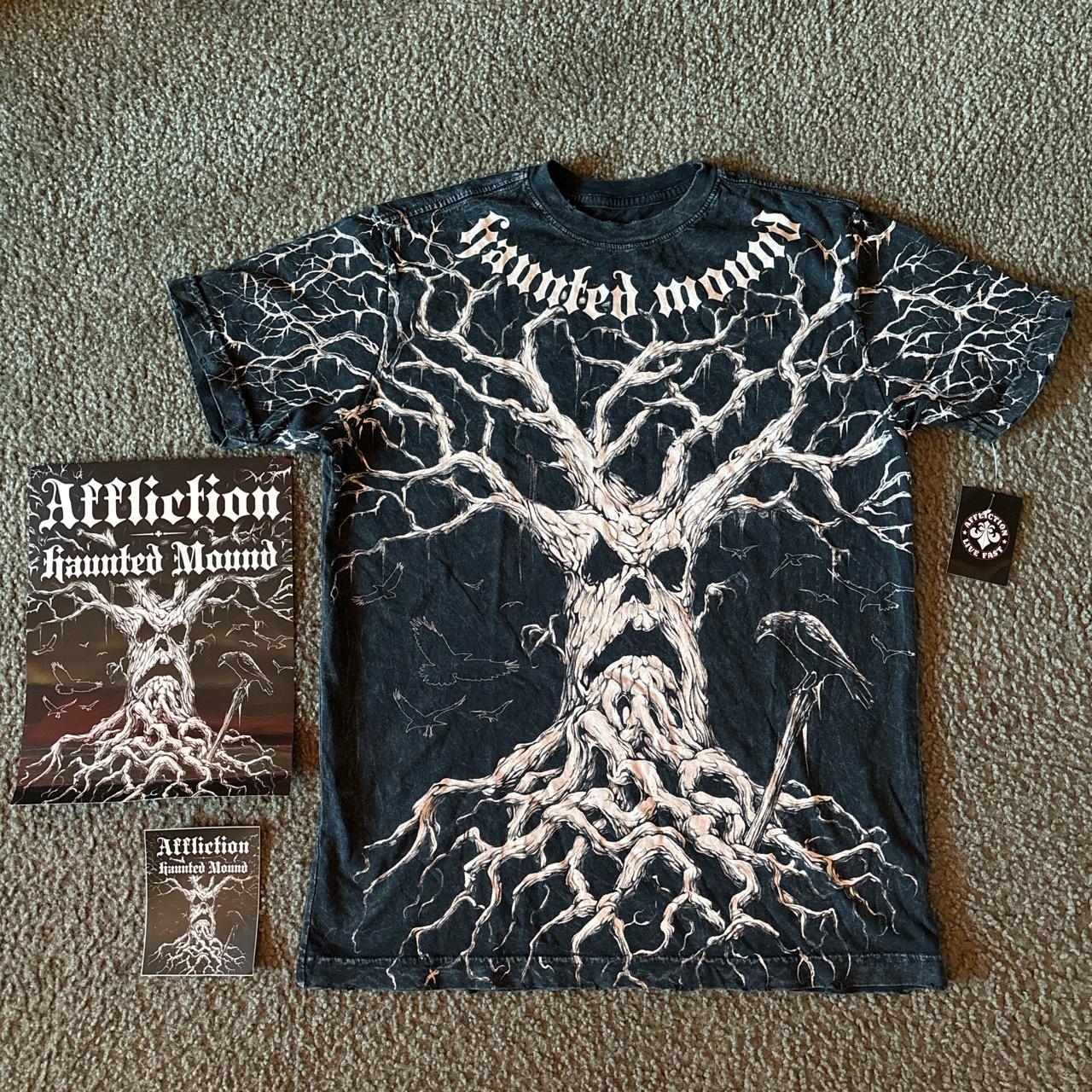 Affliction x Haunted Mound harold black wash tee,... - Depop