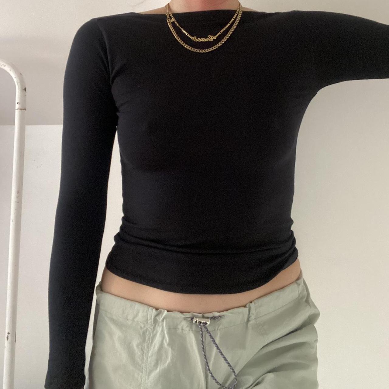 Long sleeve fitted backless top Handmade Available... - Depop